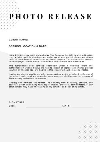 Photo Release Form (3 free downloads) | Lightfolio
